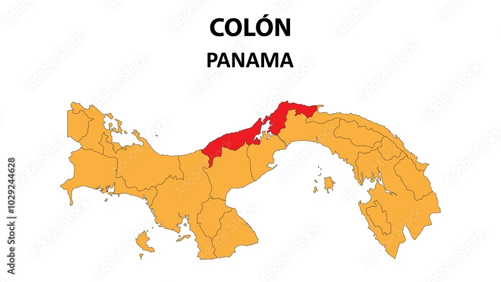 Colón Map is highlighted on the Panama map with detailed state and ...