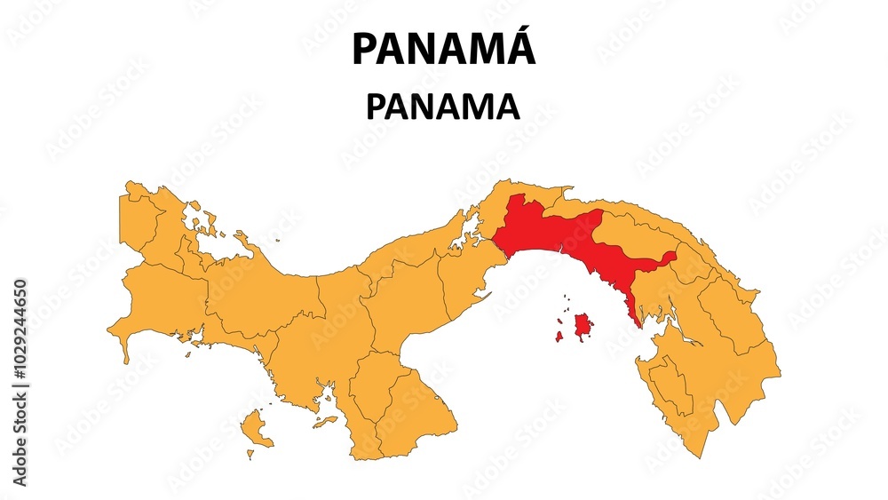 Panamá Map is highlighted on the Panama map with detailed state and ...