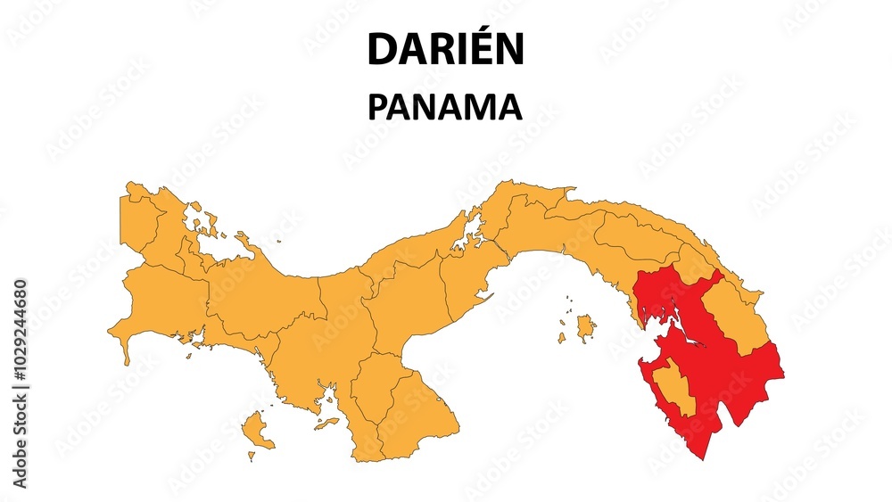Darién Map is highlighted on the Panama map with detailed state and ...