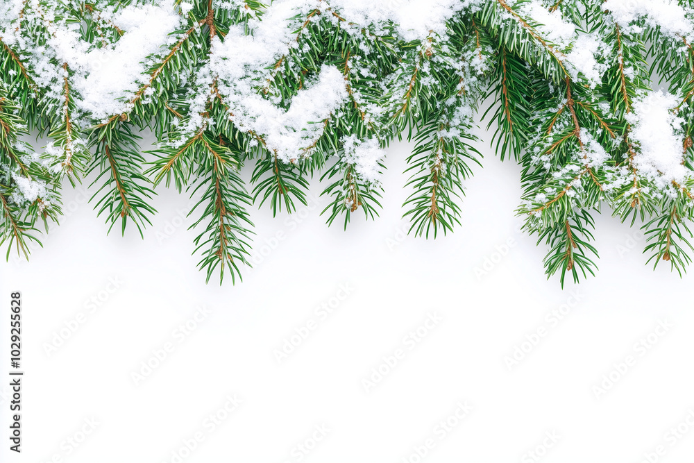 Christmas border frame with evergreen branches, holly berries, and ...