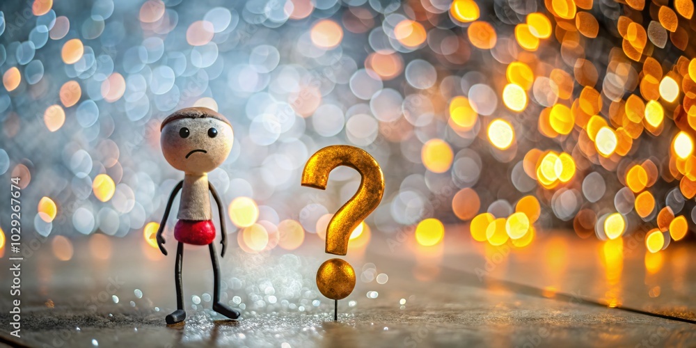 Confused Stick Figure with Question Mark in Bokeh Effect for Creative ...