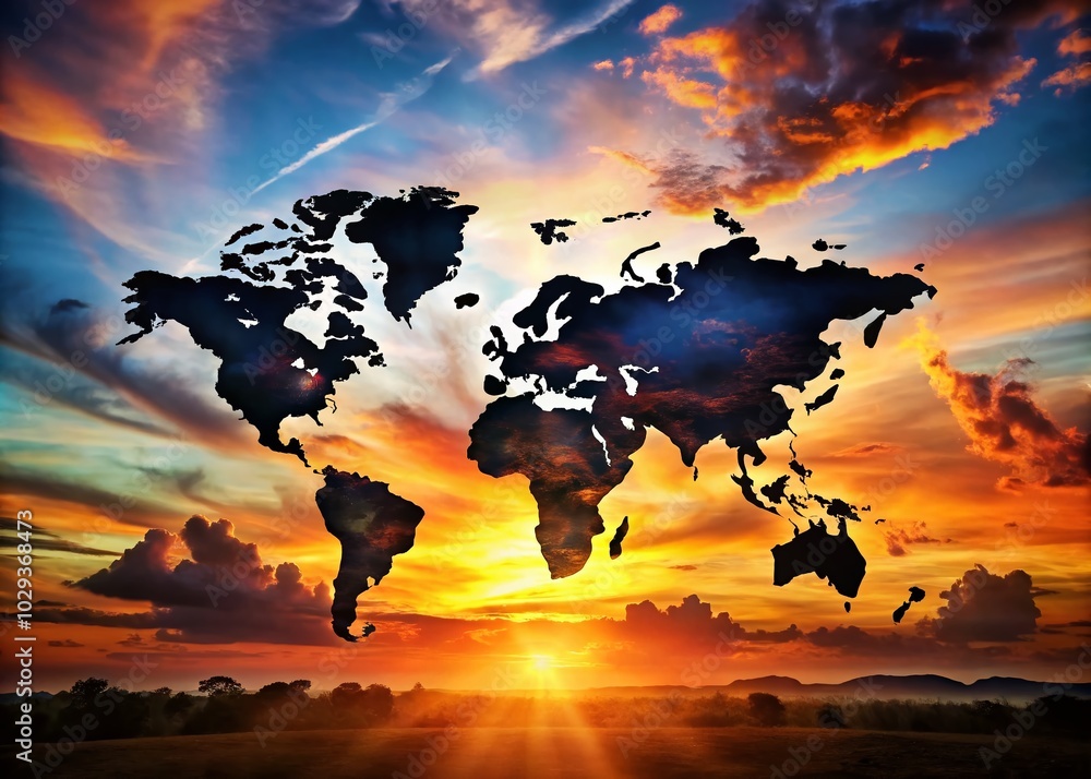 Global Map Silhouette with Countries Outline for Stunning Visual ...