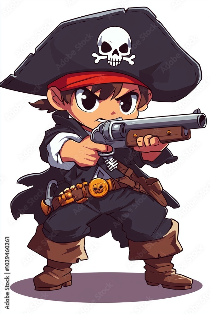 8-bit pixel art boy pirate character with flintlock pistol Stock ...