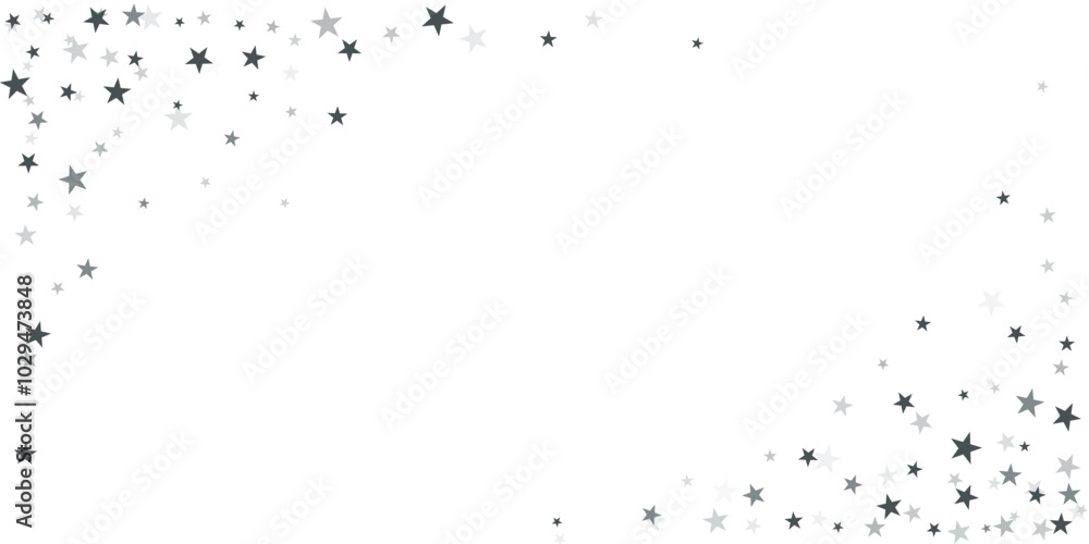 Silver stars vector corner background, sparkling Christmas confetti ...