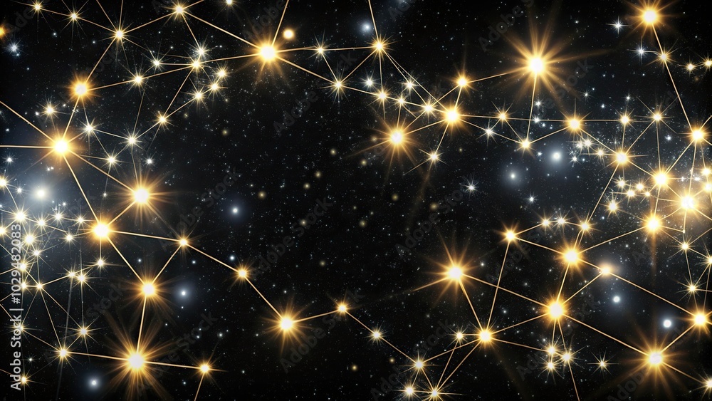 Symmetrical black background with sparkling constellations Stock Photo ...
