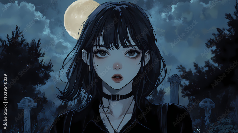 Cute Yandere Anime Girl with Horror Vibes Dark Wallpaper Stock ...