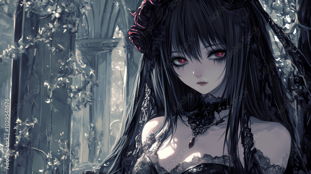 Cute Yandere Anime Girl with Horror Vibes Dark Wallpaper Stock ...