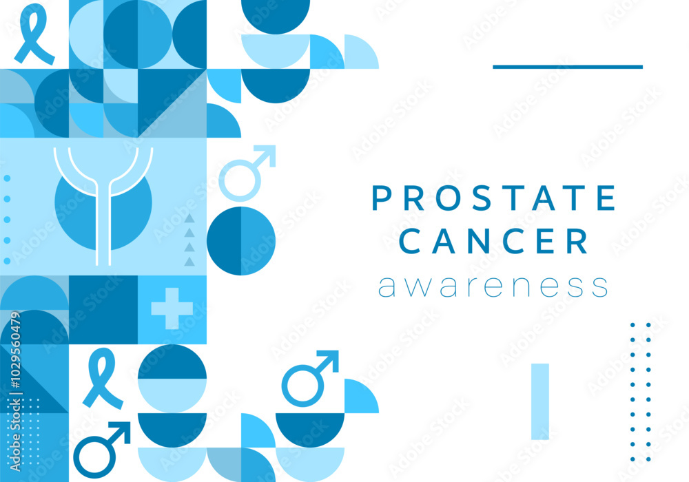 Vetor Prostate cancer awareness. Blue ribbon. Men’s health. Blue Men's ...
