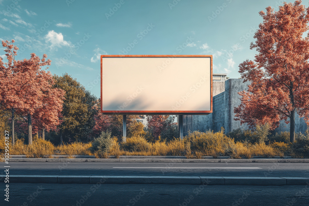 Blank outdoor billboard against a clear sky, perfect for showcasing ...