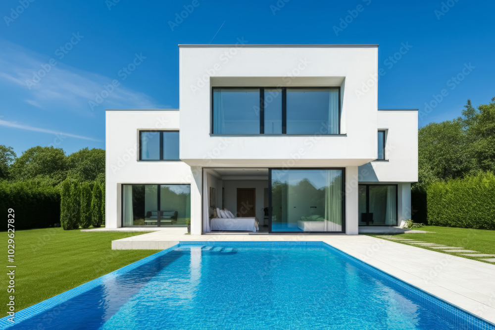 Luxury modern house with pool, High-end real estate, family resorts ...