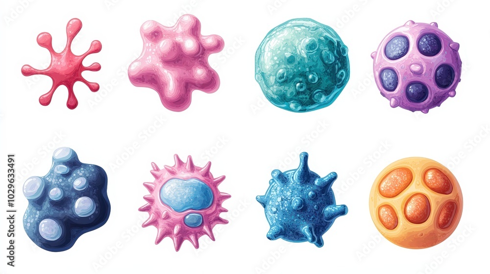 Playful Animal Cell Project Sprite Sheet: Minimalist Low Poly Divider ...