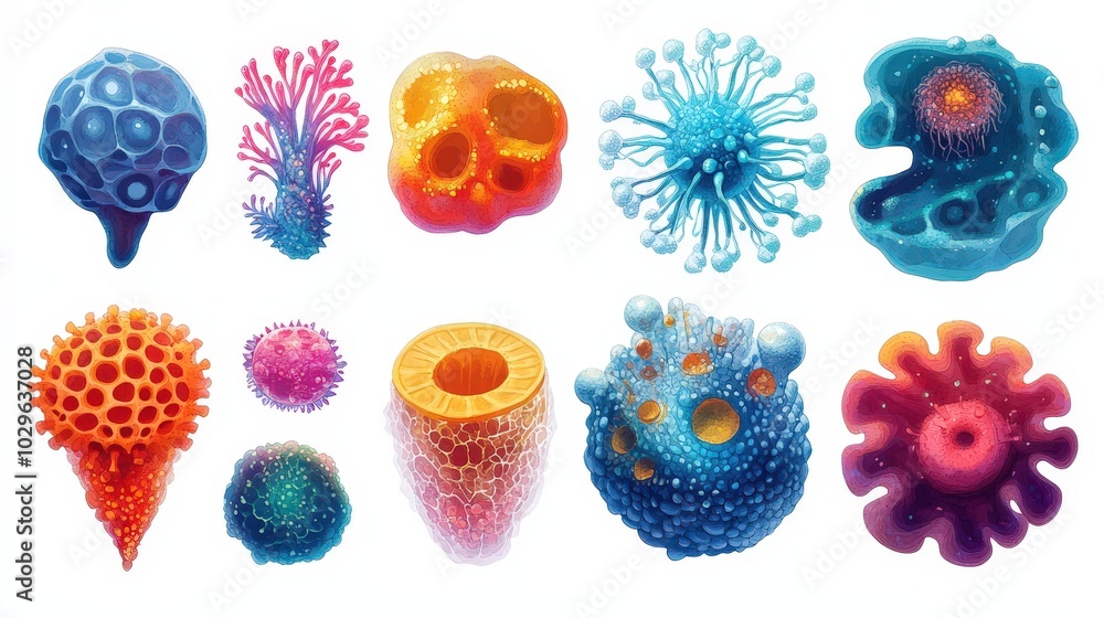 Eukaryotic Cell Sprite Sheet Divider Icons - Minimalist Toyism Clipart ...