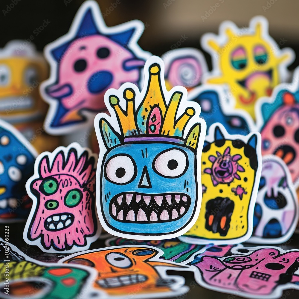 Funky Monster Stickers: A vibrant collection of whimsical monster ...