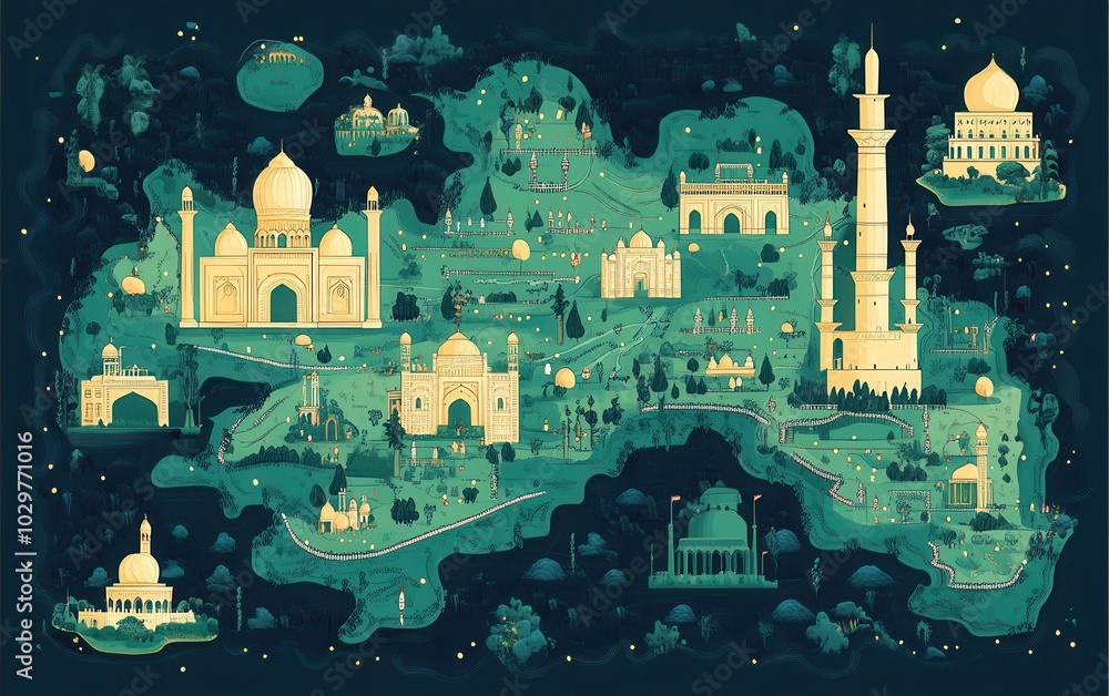 A design celebrating Pakistan Day with iconic monuments like Minar-e ...