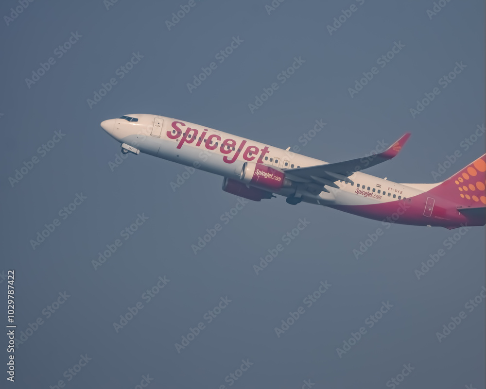 New Delhi, India, June 10 2024 - Spicejet Airbus A320 take off from ...