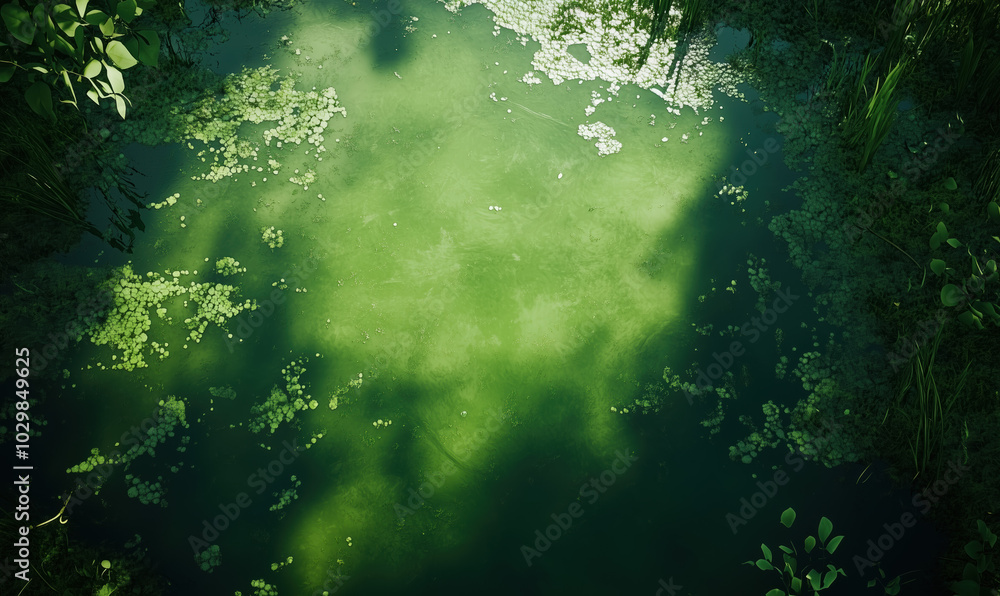 Top View of Swamp with Small Algae Floating on the Water Surface ...