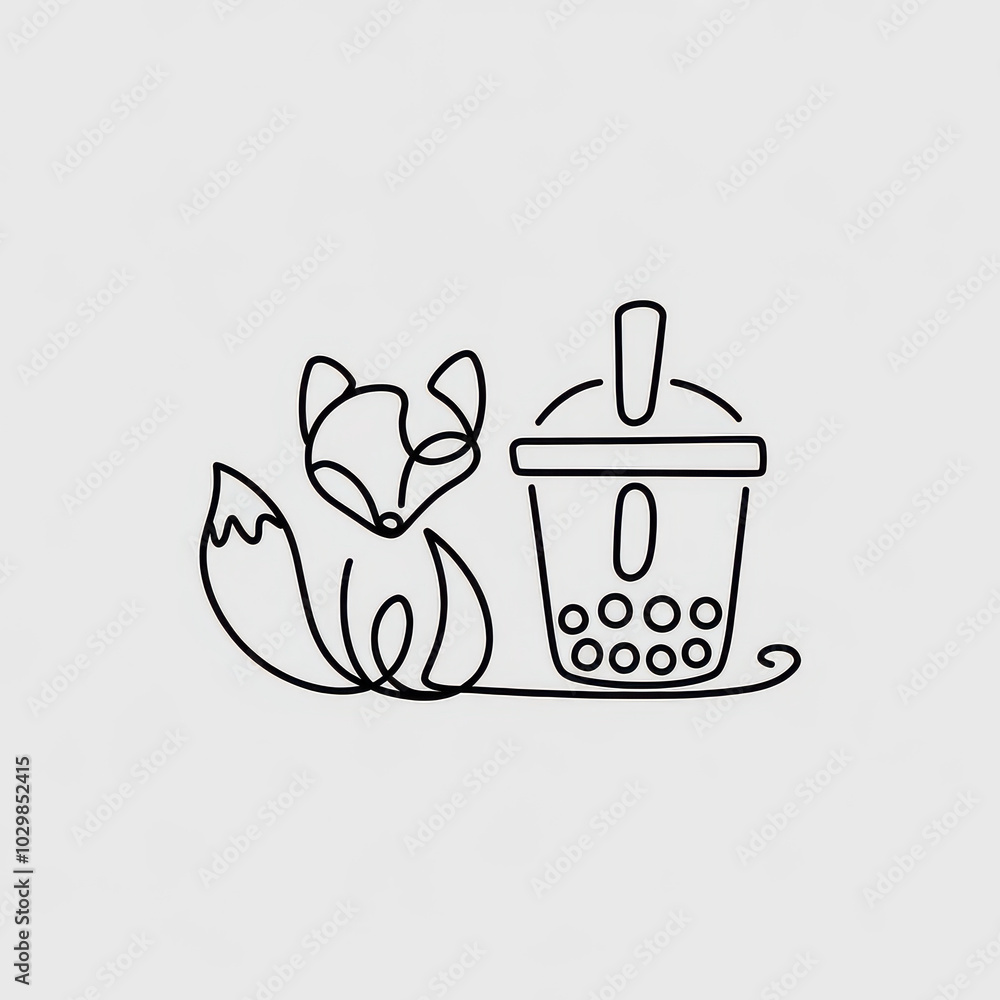 Fox Animal Bubble tea Boba Foxes Tea Asian Japanese wild predatory fur ...
