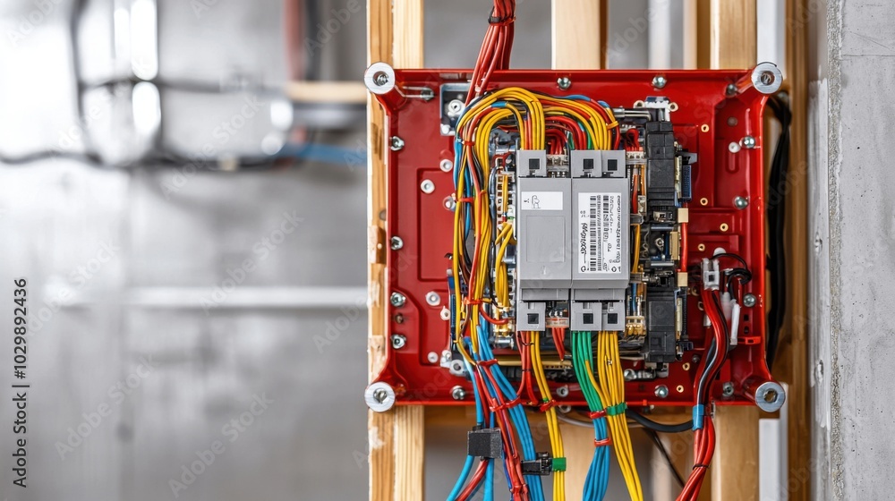 Neatly Organized Open Junction Box with Labeled Electrical Wires in ...