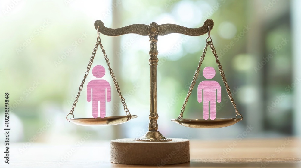 A balanced scale with male and female symbols, representing gender ...