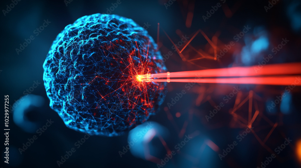 Ilustración de Stock A tiny animal cell. Scientists have changed human ...