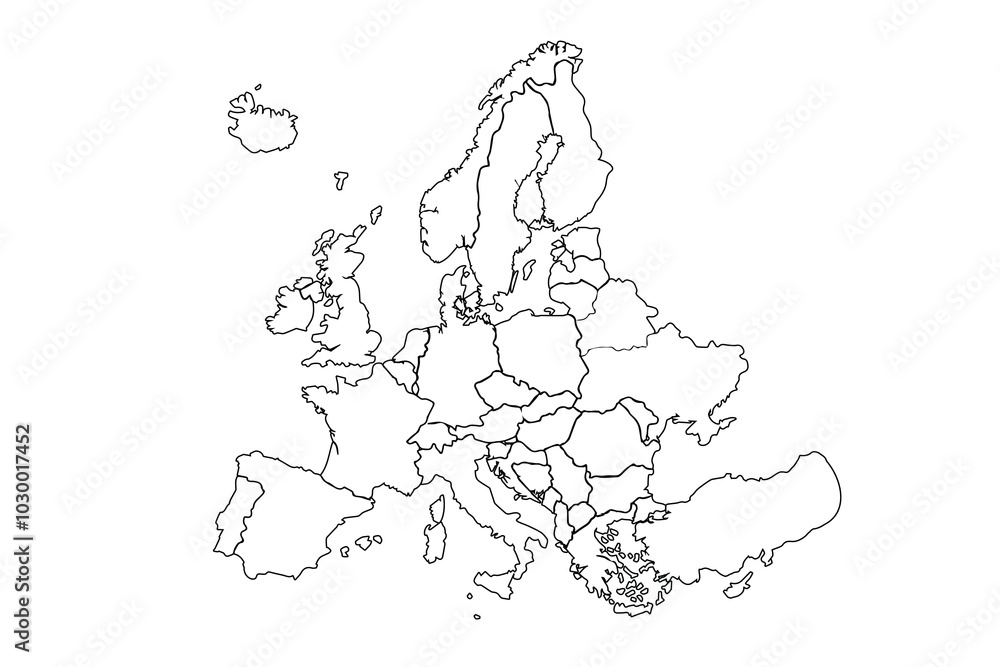 Europe map with countries outline for presentations, posters ...