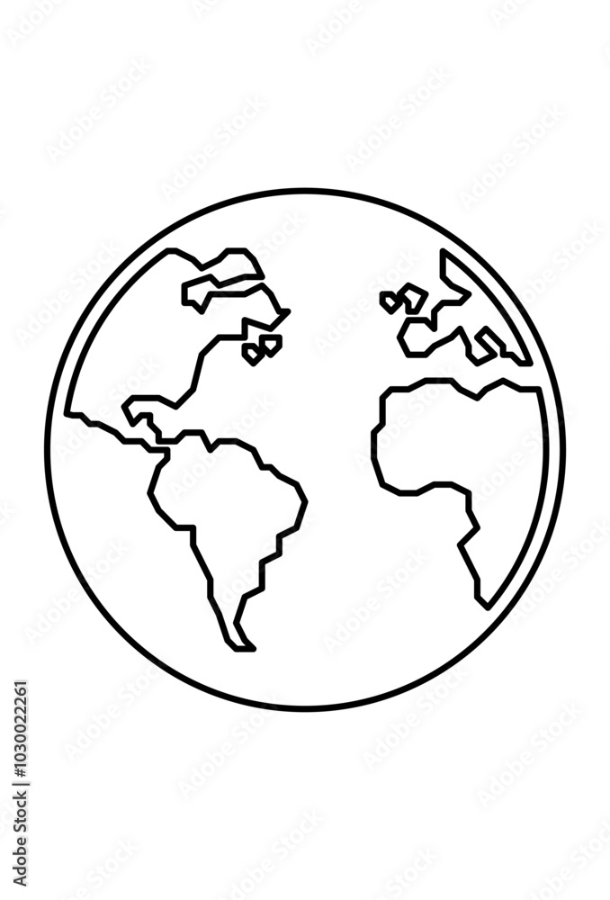 simple earth line art vector. globe world symbol for science Stock ...