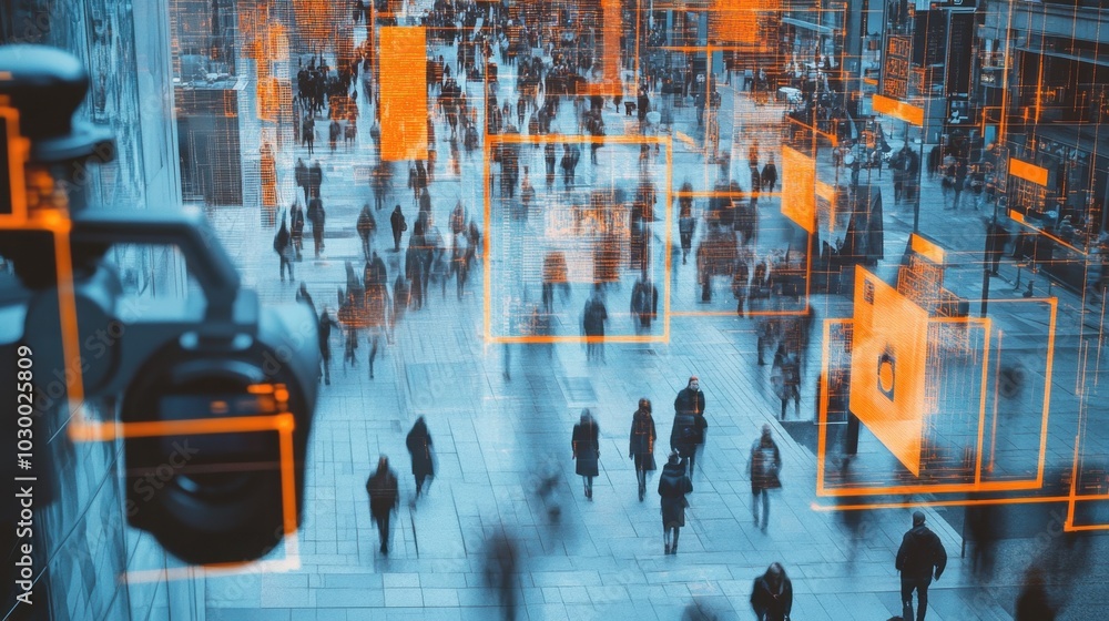 City surveillance camera with computer vision that recognizes objects ...