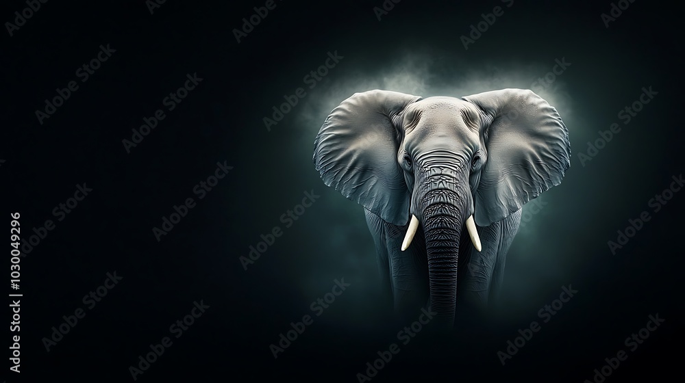 The elephant partially hidden in darkness while people feel only its ...
