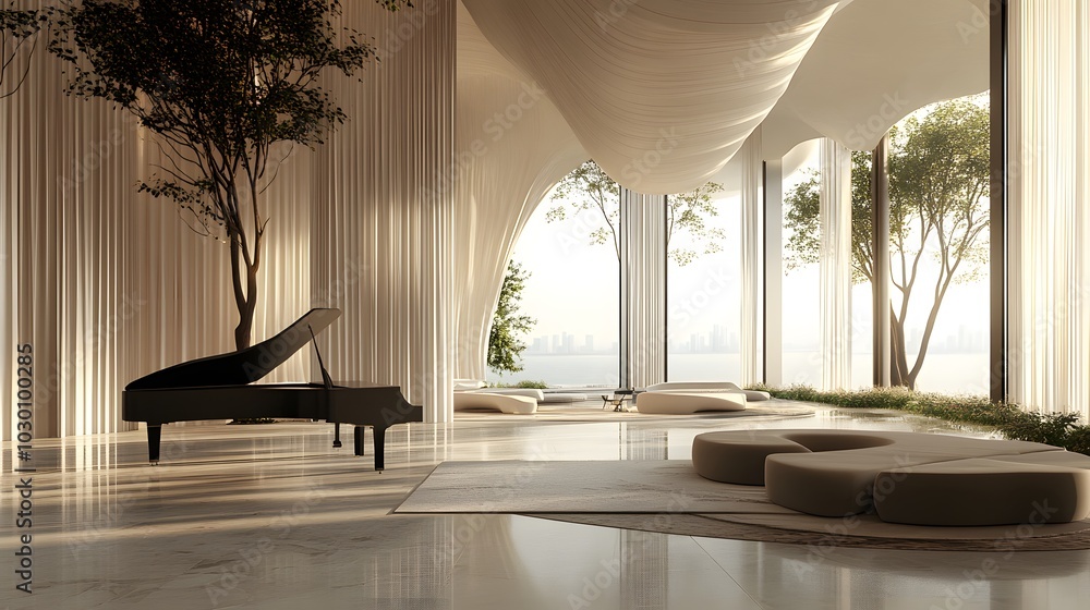 135. **A dreamlike environment with flowing shapes that enhance the ...