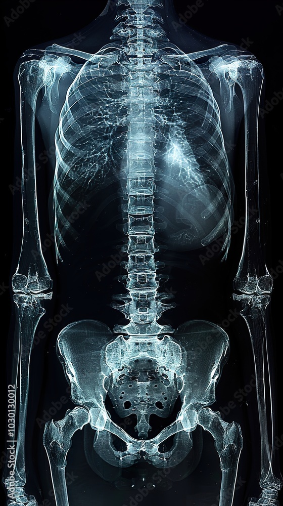 Human Skeleton X-Ray: Anatomy and Bone Structure Stock Illustration ...