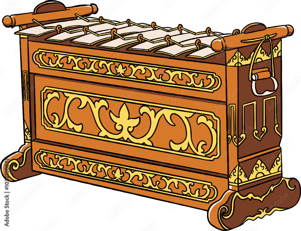 Slenthem Gamelan Indonesian Traditional Instrument Illustration Stock ...