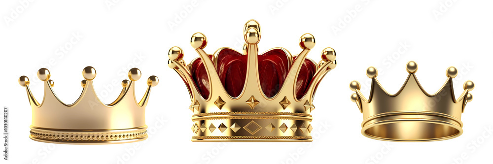 Collection of golden crown set on transparent background. Generative ai ...