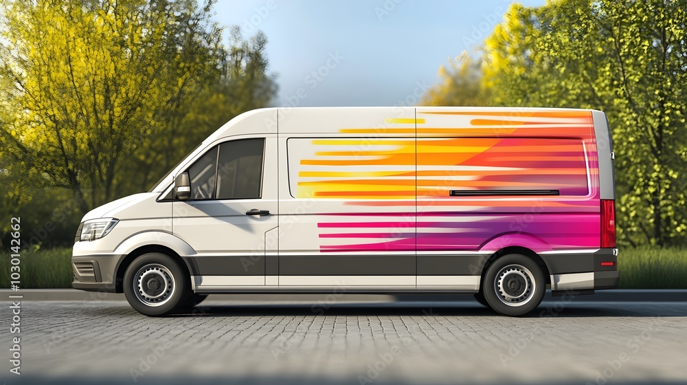 Vehicle Wrap Mockup: White Van Perspective Mock-up for Bright Signage ...