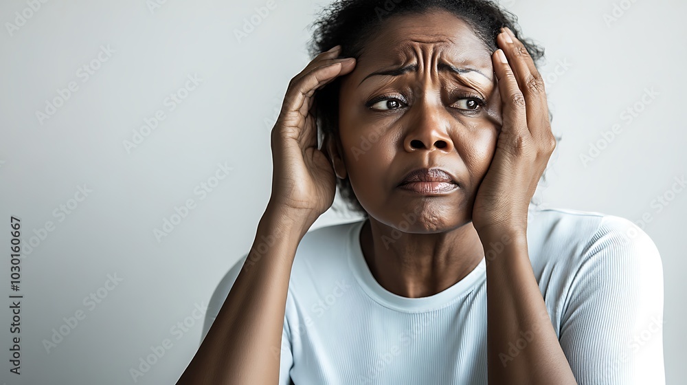 This highquality stock photo captures the raw emotions of a middleaged ...