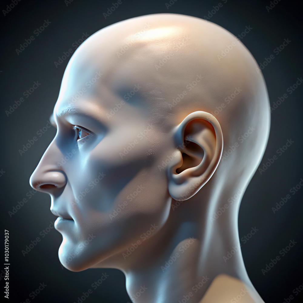 3d rendered illustration. head, face, 3d, woman, profile, mannequin ...