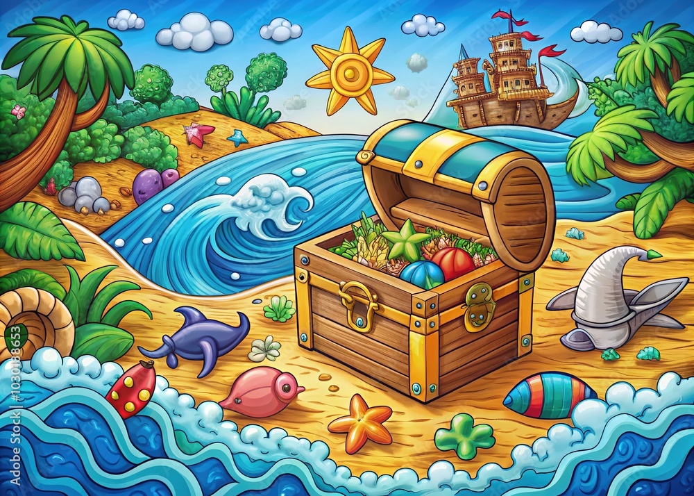 Treasure Chest Coloring Page for Kids - Printable Aerial Photography of ...