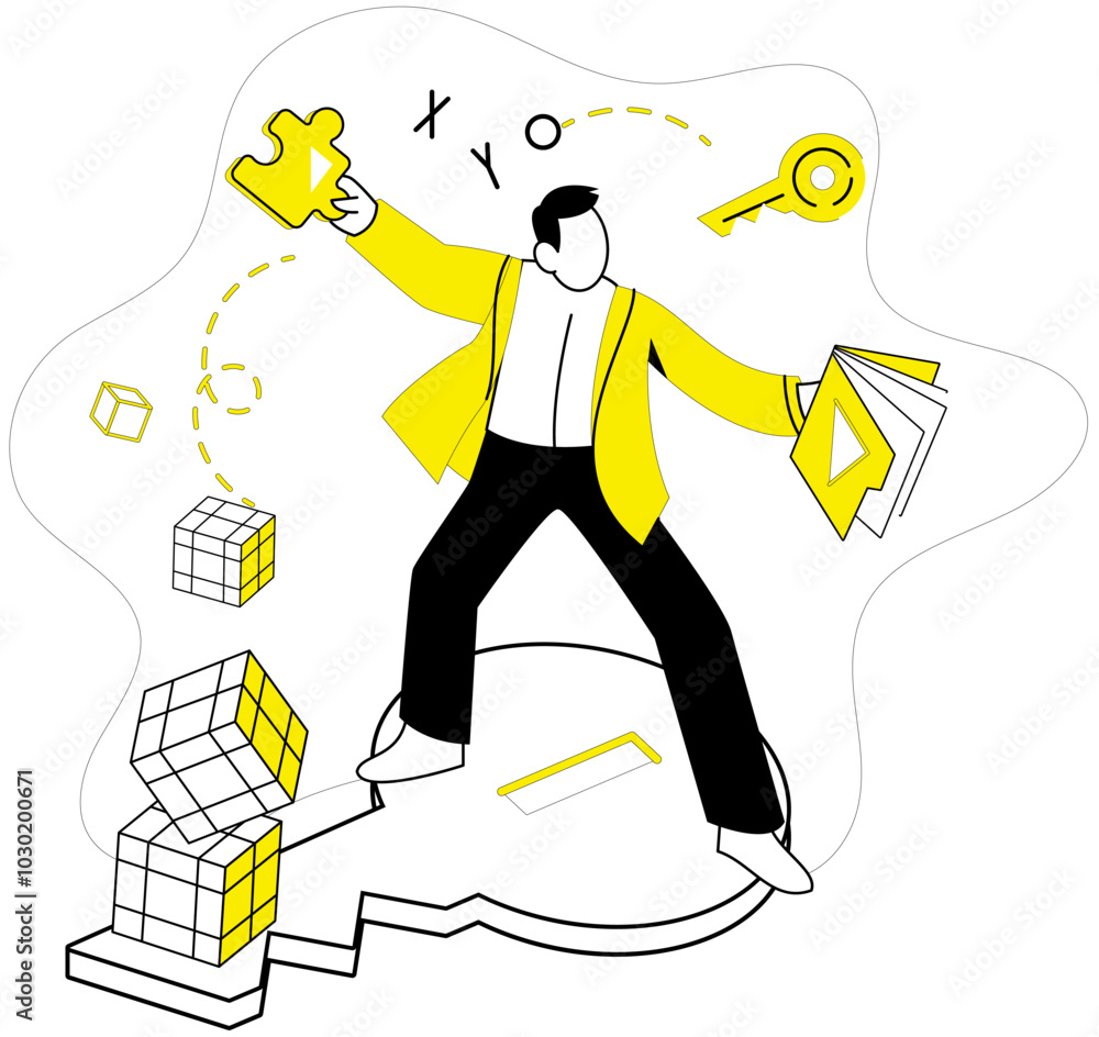 Structured thinking vector illustration. Logical mindset and knowledge ...