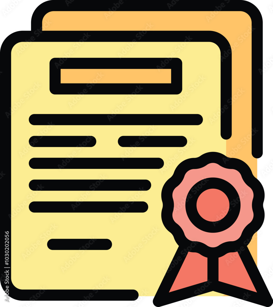 Legal paper sheet with text and stamp with red ribbon, notary public ...