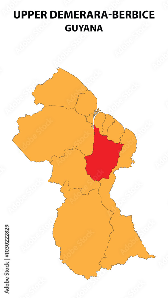 Upper Demerara-Berbice Map is highlighted on the Guyana map with ...