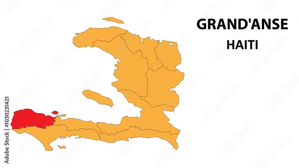 Grand'Anse Map is highlighted on the Haiti map with detailed state and ...