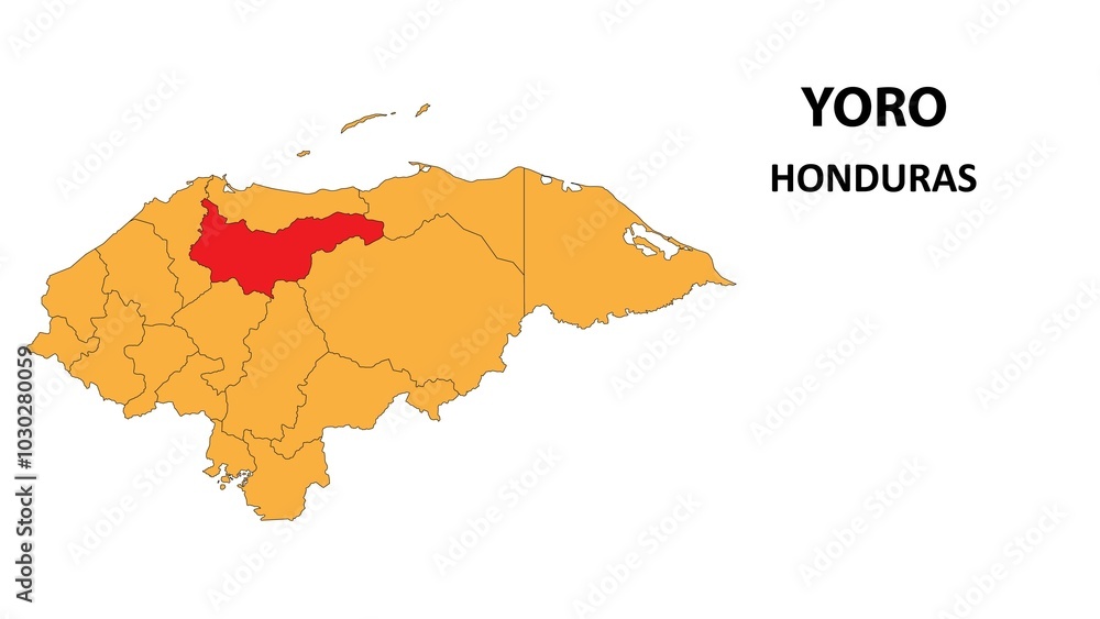 Yoro Map is highlighted on the honduras map with detailed state and ...