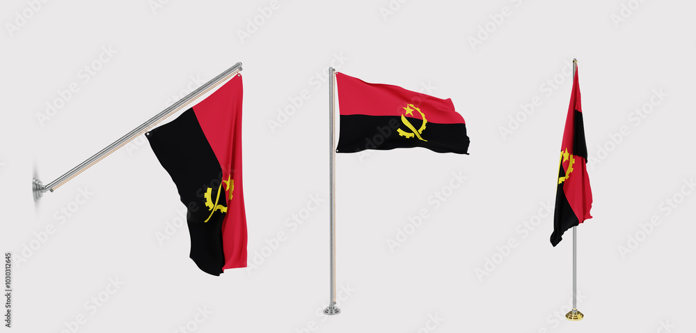 The flag of Angola has a transparent background and three flags of ...