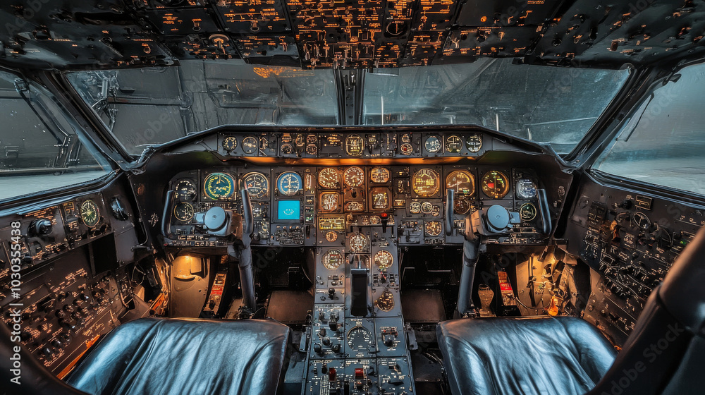 This illustration showcases the cockpit (flight deck) of a modern ...
