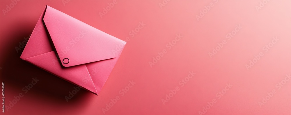 Pink envelope on a gradient background, minimalistic design for ...