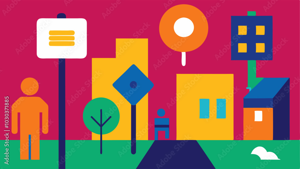 Wayfinding Signage A vibrant street scene with clear colorful ...