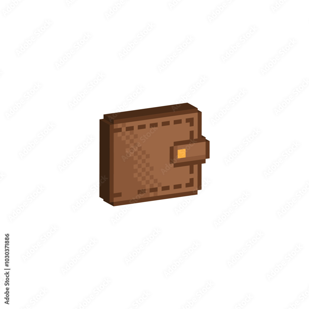 isometric 3d pixel wallet icon. Vector pixel art money wallet 8 bit ...