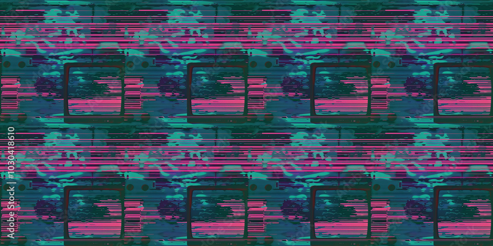 Lo-fi monitor texture featuring a retro, glitch effect. Seamless ...