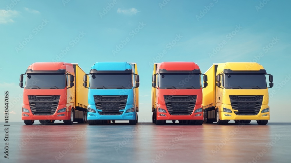 3D render of a sustainable supply chain system, eco-friendly transport ...