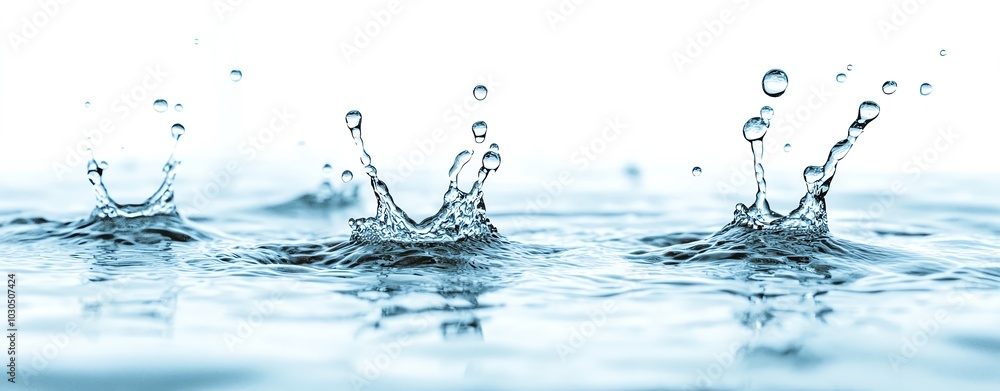 Water droplets splashing in slow motion, each droplet representing the ...