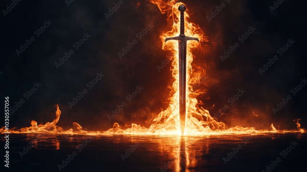 Radiant Blade of Faith: Illuminated Holy Sword in Enigmatic Darkness ...